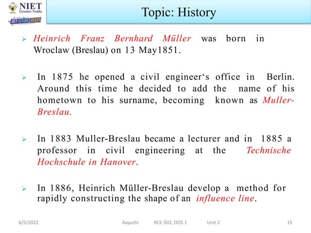 Muller-Breslau’s Principle, Two hinged and Fixed Arches and Stiffening ...
