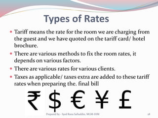 Room Types and Tariffs | PPT