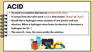 All about ACIDS AND BASES: it's Uses and its Properties | PDF