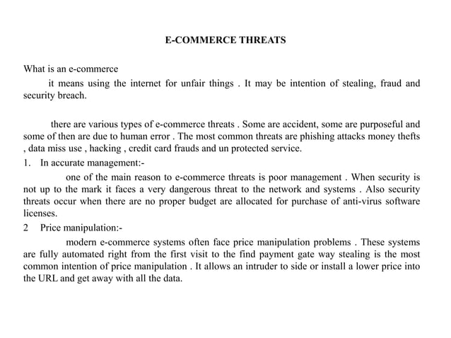 Security Threats in E-Commerce | PPTX | Internet | Computing