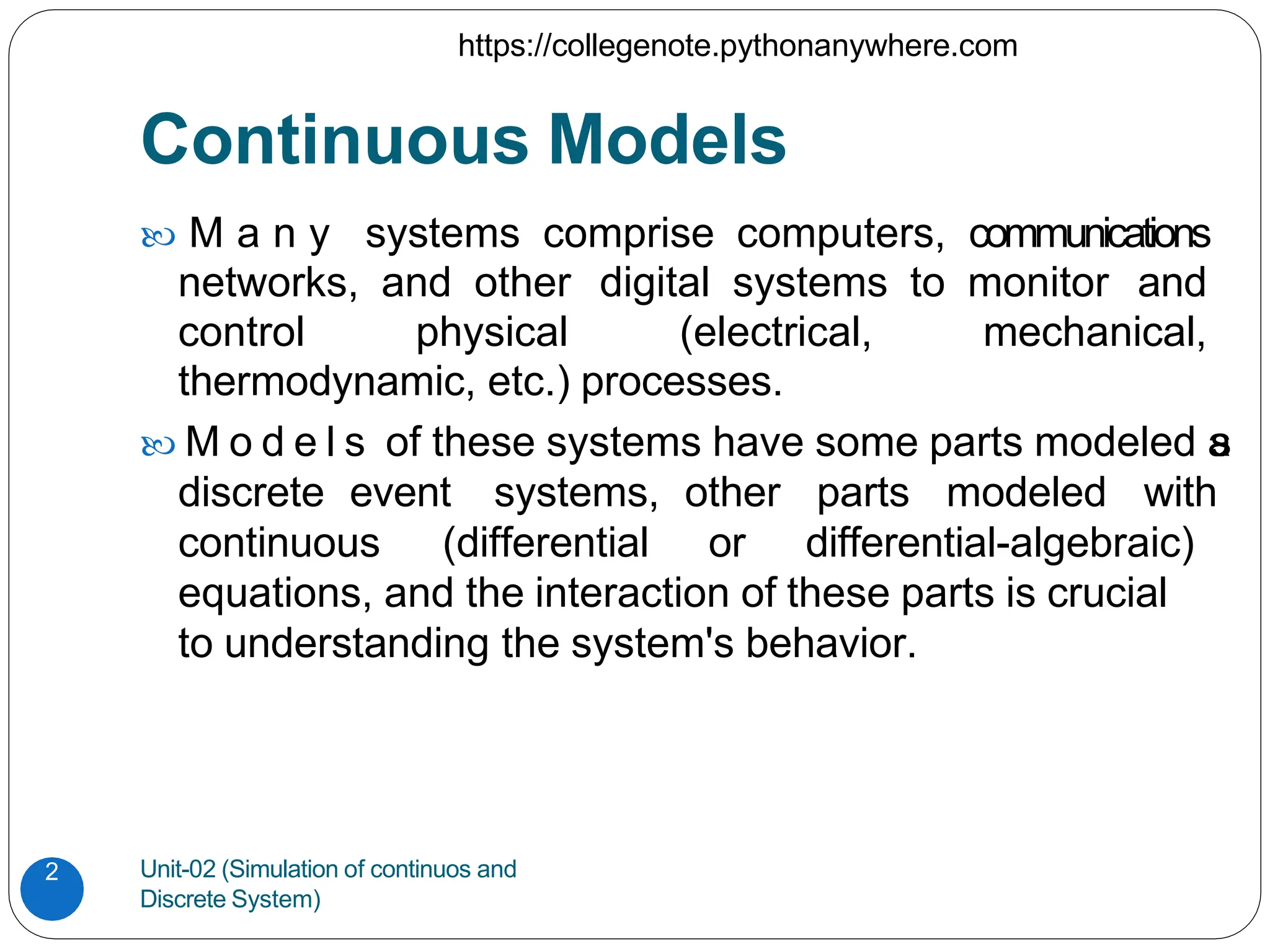 Unit 2_ Simulation of Continuous and Discrete System.pptx