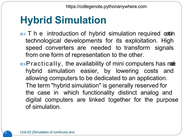 Unit 2_ Simulation of Continuous and Discrete System.pptx | Physics | Science