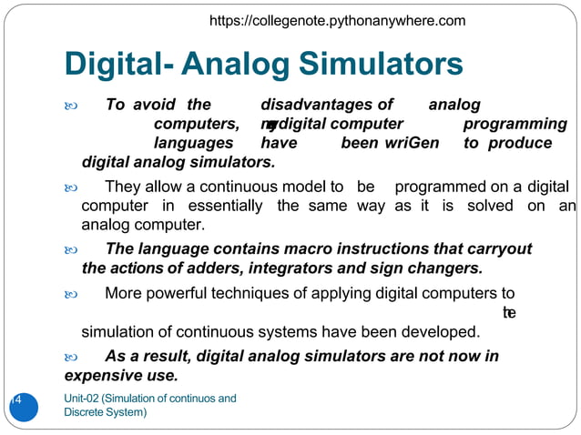 Unit 2_ Simulation of Continuous and Discrete System.pptx | Physics ...