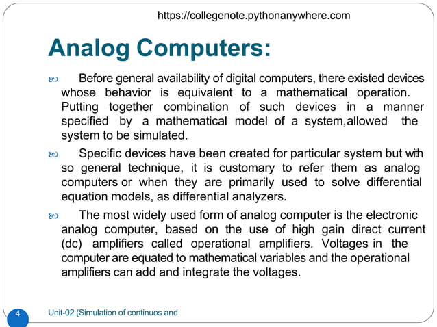 Unit 2_ Simulation of Continuous and Discrete System.pptx | Physics ...