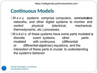 Unit 2_ Simulation of Continuous and Discrete System.pptx | Physics ...