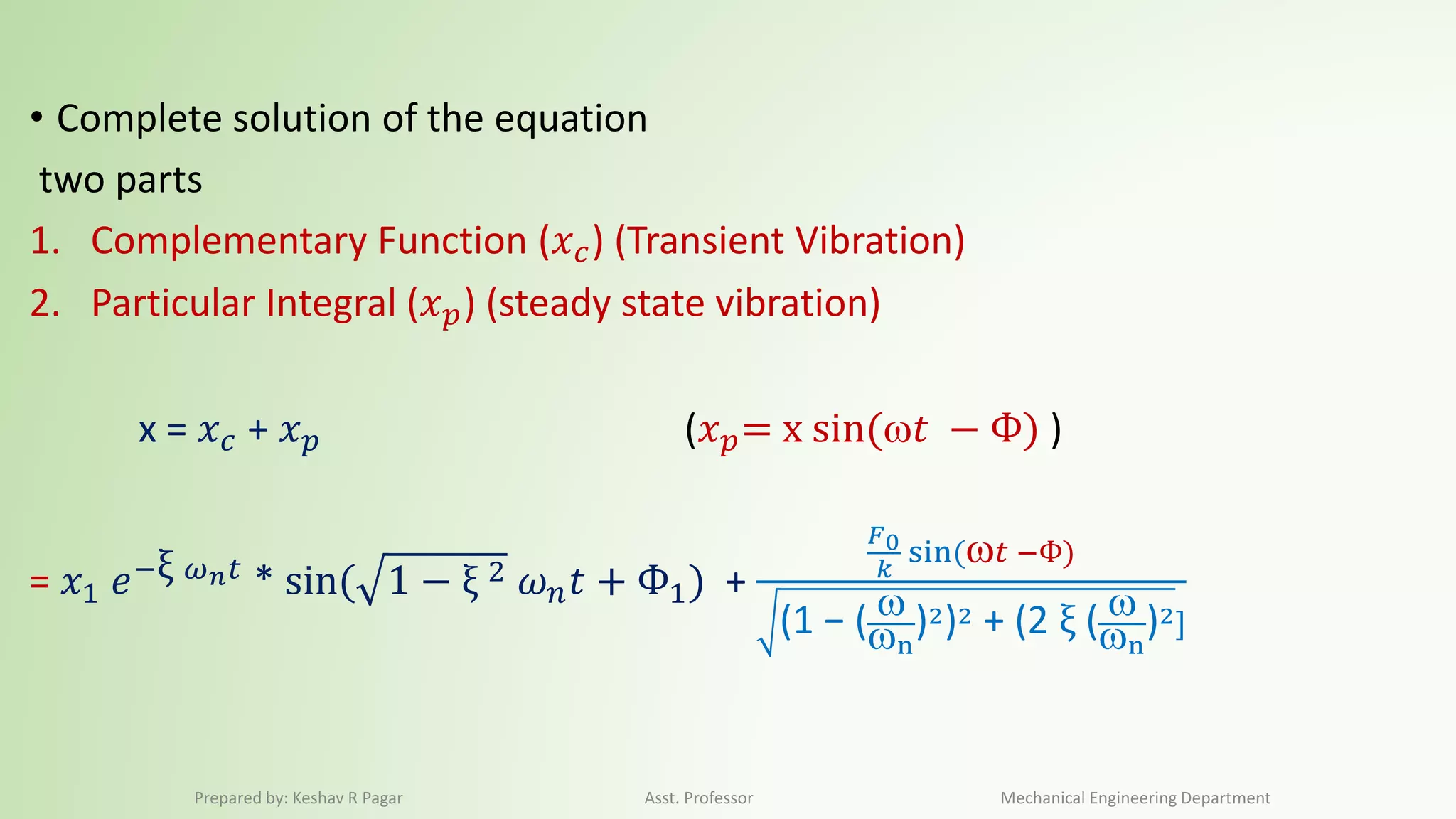 single degree of freedom systems forced vibrations | PDF
