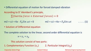 single degree of freedom systems forced vibrations | PDF