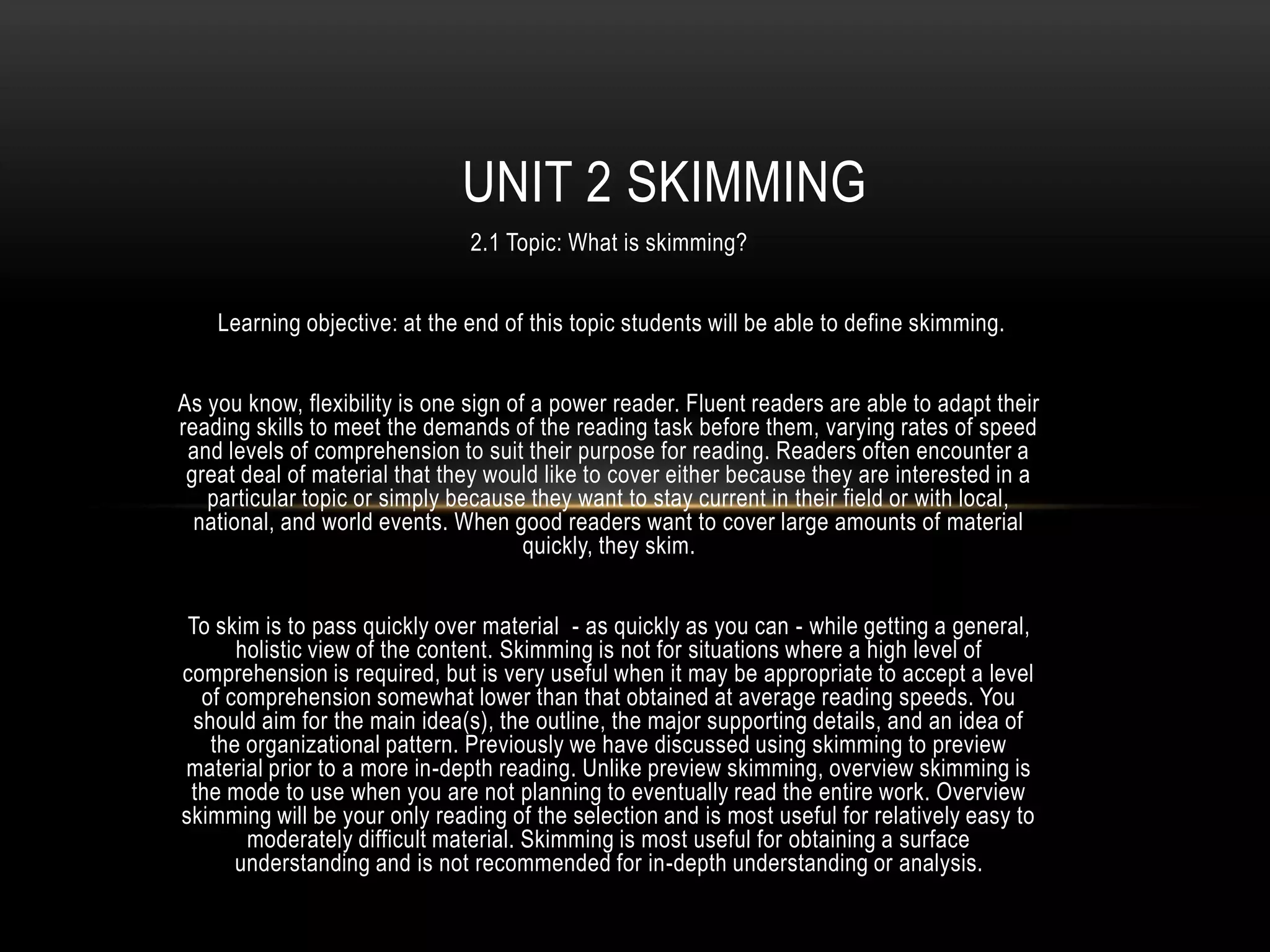 Unit 2 skimming | PPTX