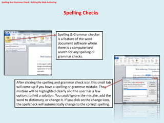 Unit 2 - spellcheck editing a piece of work | PPTX