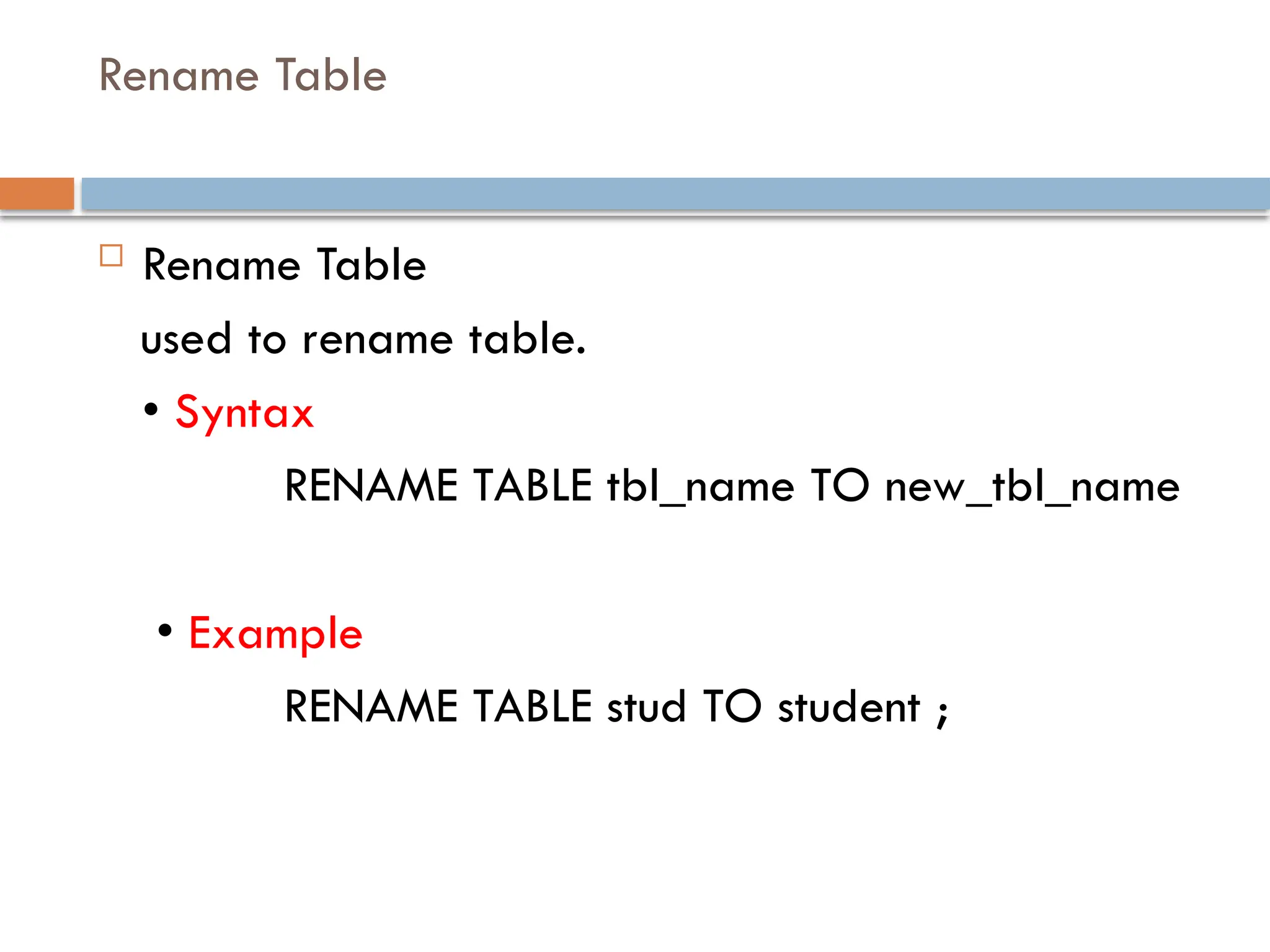 Sql Data Definition Languageddl Command Pptx Databases