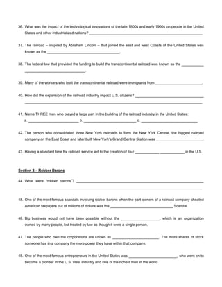 Unit 2 study guide (immigration and industrialization) | PDF