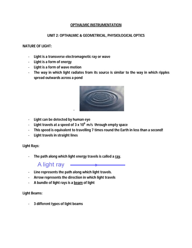 Ophthalmic & Geometrical, Physiological Optics | PDF