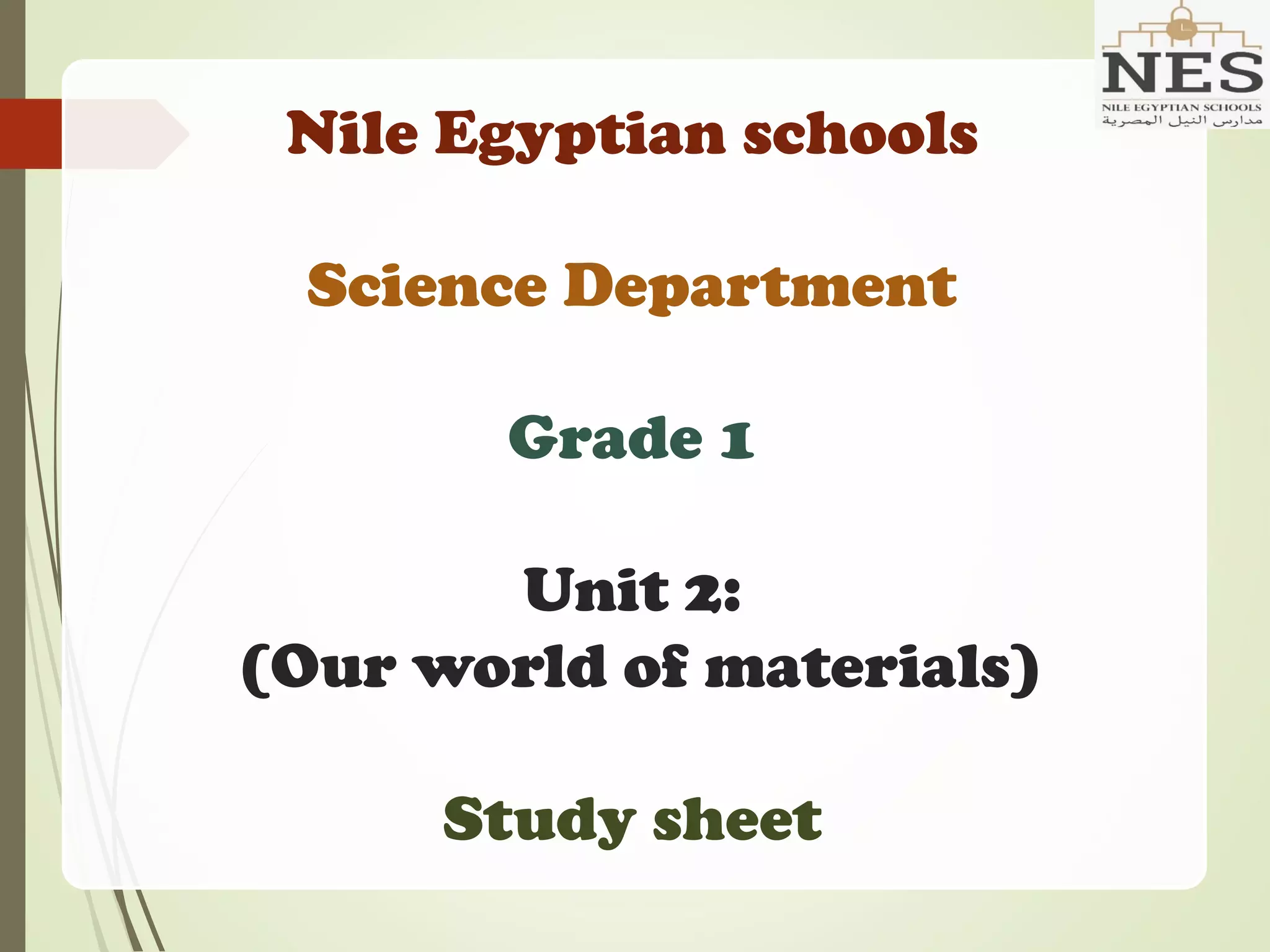 Unit 2 study sheet grade 1 | PPT