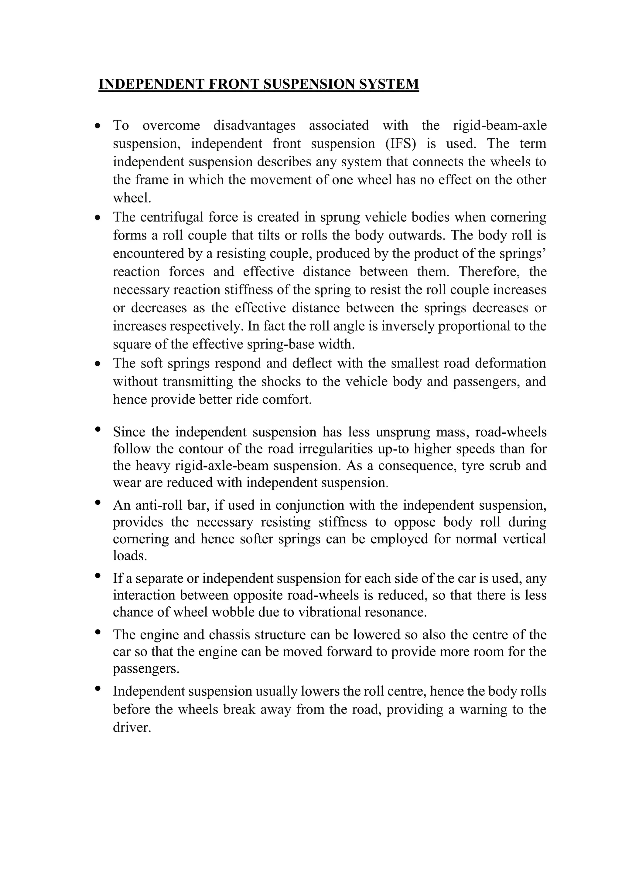 Unit 2 : Suspension System | PDF