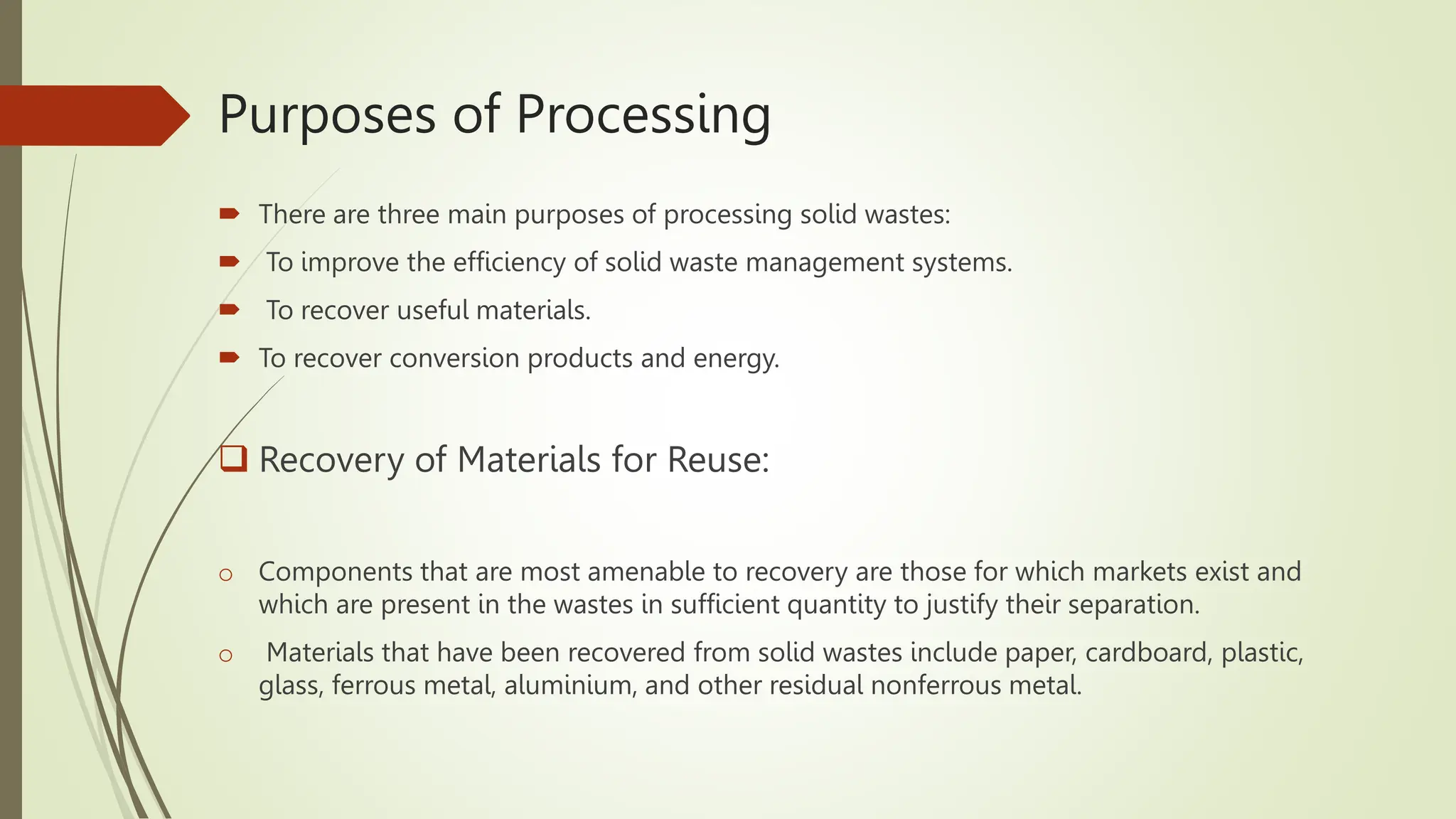 SOLID WASTE PROCESSING AND TREATMENT notes | PPT