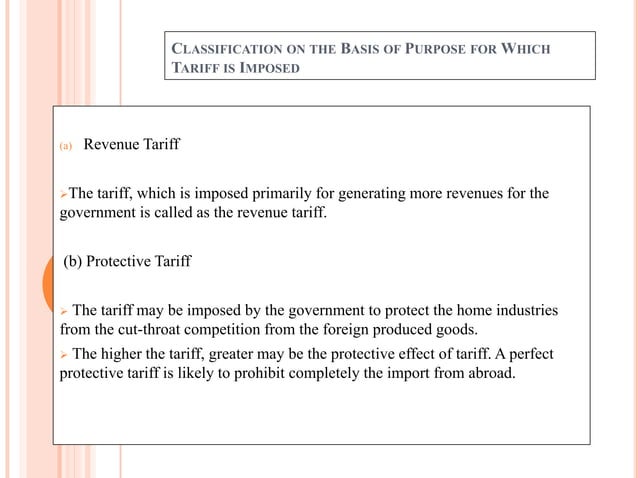 Tariffs and quota | PPTX | Commodities | Economy