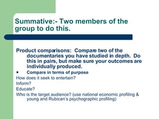 Unit 2 Task 1 Parts B & C | PPT | Documentary | Genres