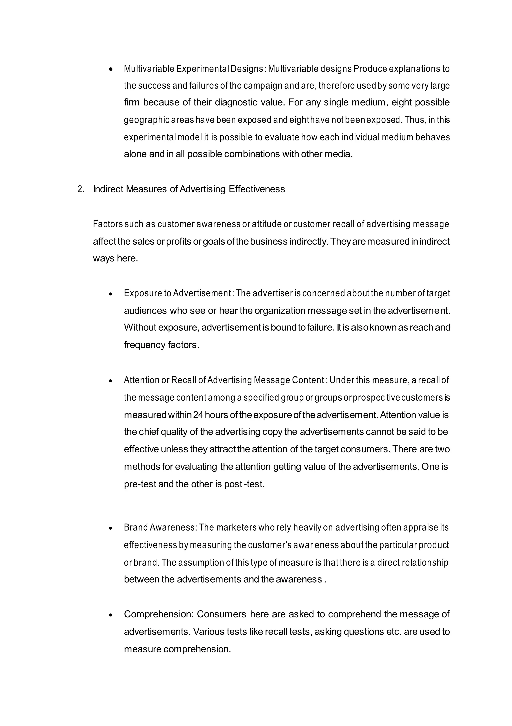 Unit 2 techniques to measure advertising effectiveness | DOCX