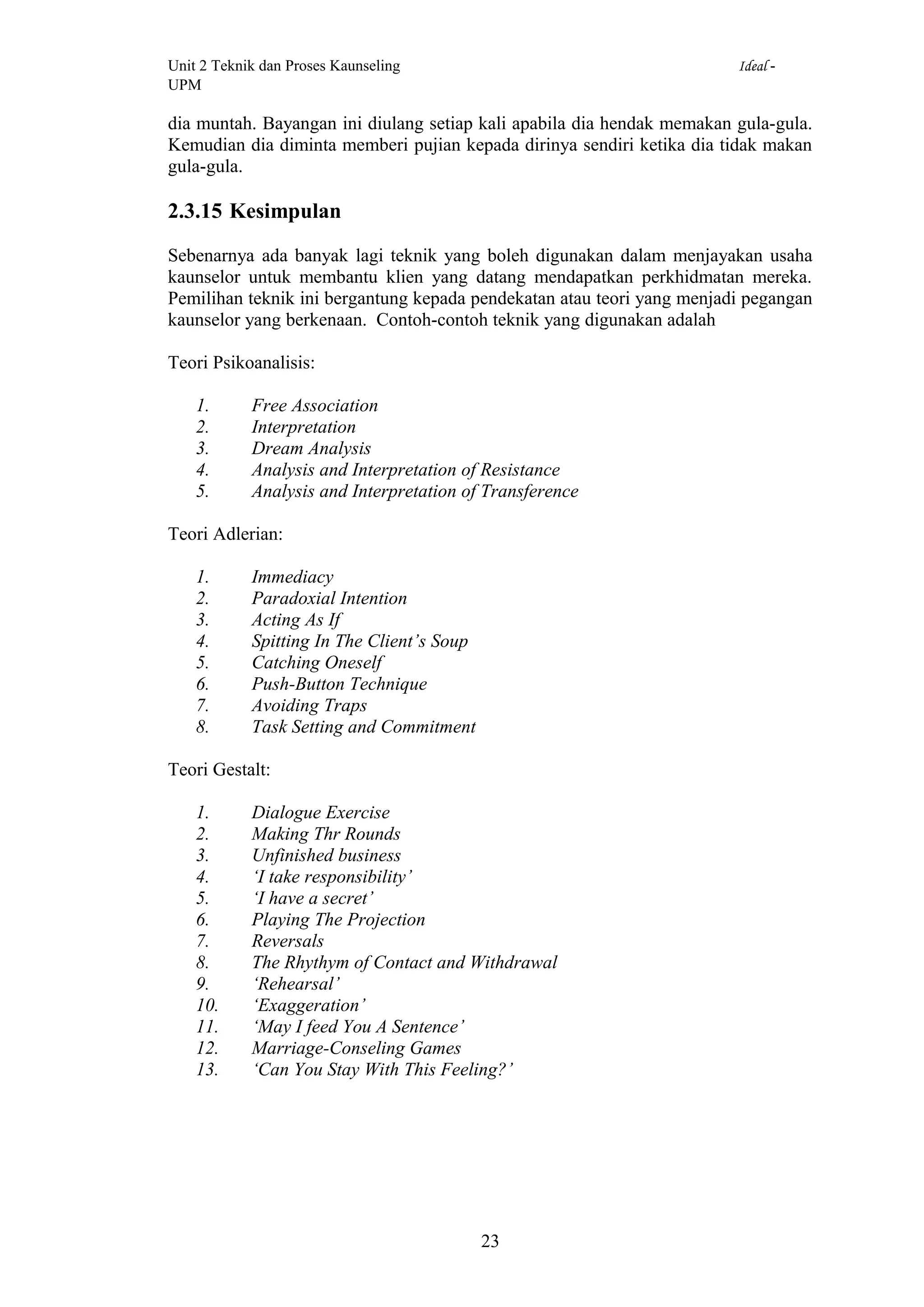 Unit 2 teknik dan proses kaunseling (1) | DOC