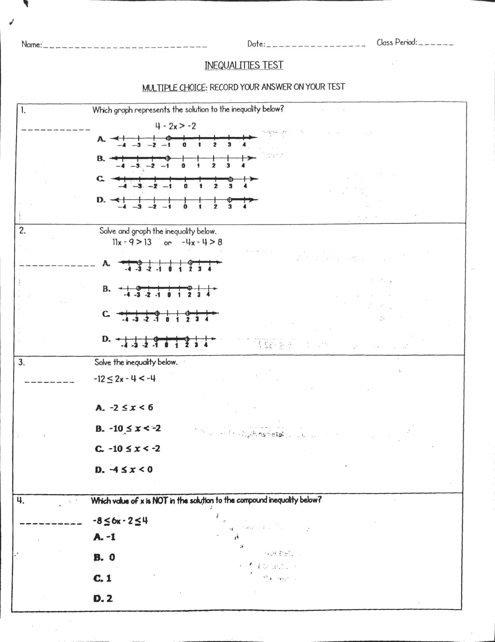 Unit 2 test algebra | PDF