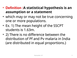Unit 2 Testing of Hypothesis - Hypothesis - Null, Alternative, Type 1 ...