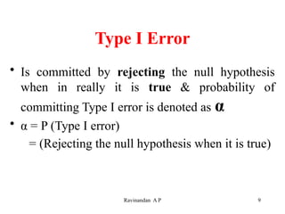 Unit 2 Testing of Hypothesis - Hypothesis - Null, Alternative, Type 1 ...
