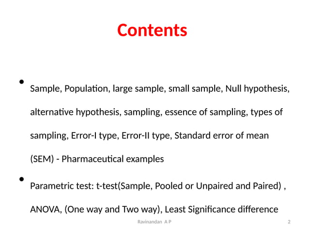 Unit 2 Testing Of Hypothesis Parametric Test Biostatistics And