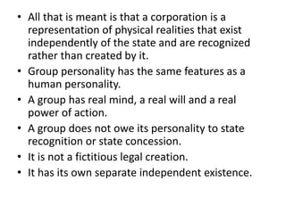 Theory of Corporate Personality.pptx | Business | Business and Finance