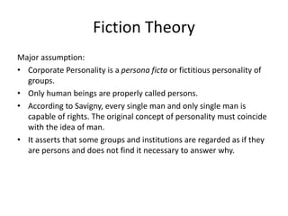 Theory of Corporate Personality.pptx | Business | Business and Finance