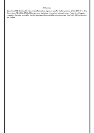 theory of computation notes for school of engineering | DOCX