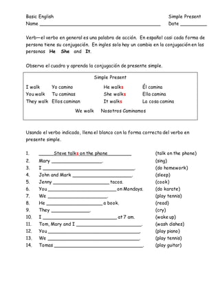 Unit 2 verbs and present tense | PDF
