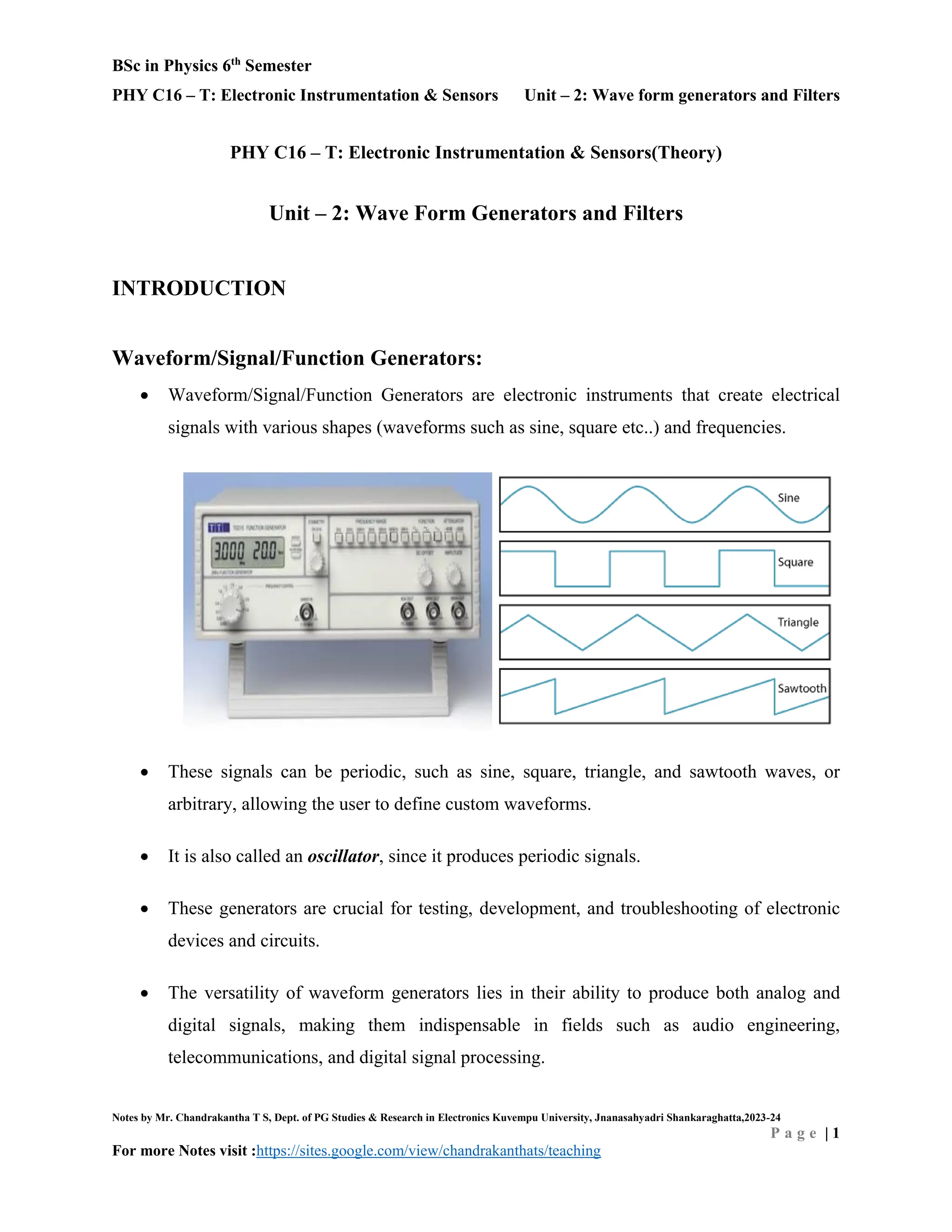 Unit – 2: Wave form generators and Filters | PDF