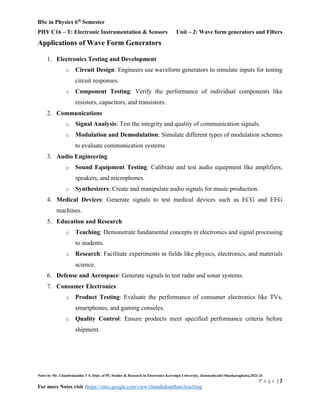 Unit – 2: Wave form generators and Filters | PDF