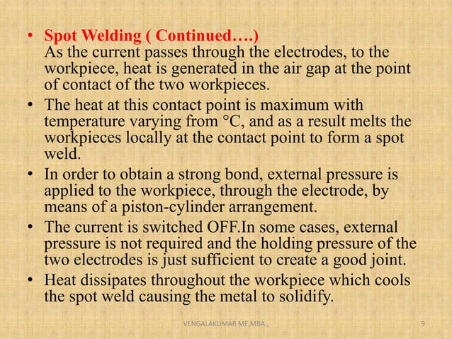 UNIT 2 RESISTANCE WELDING PROCESSES | PPT