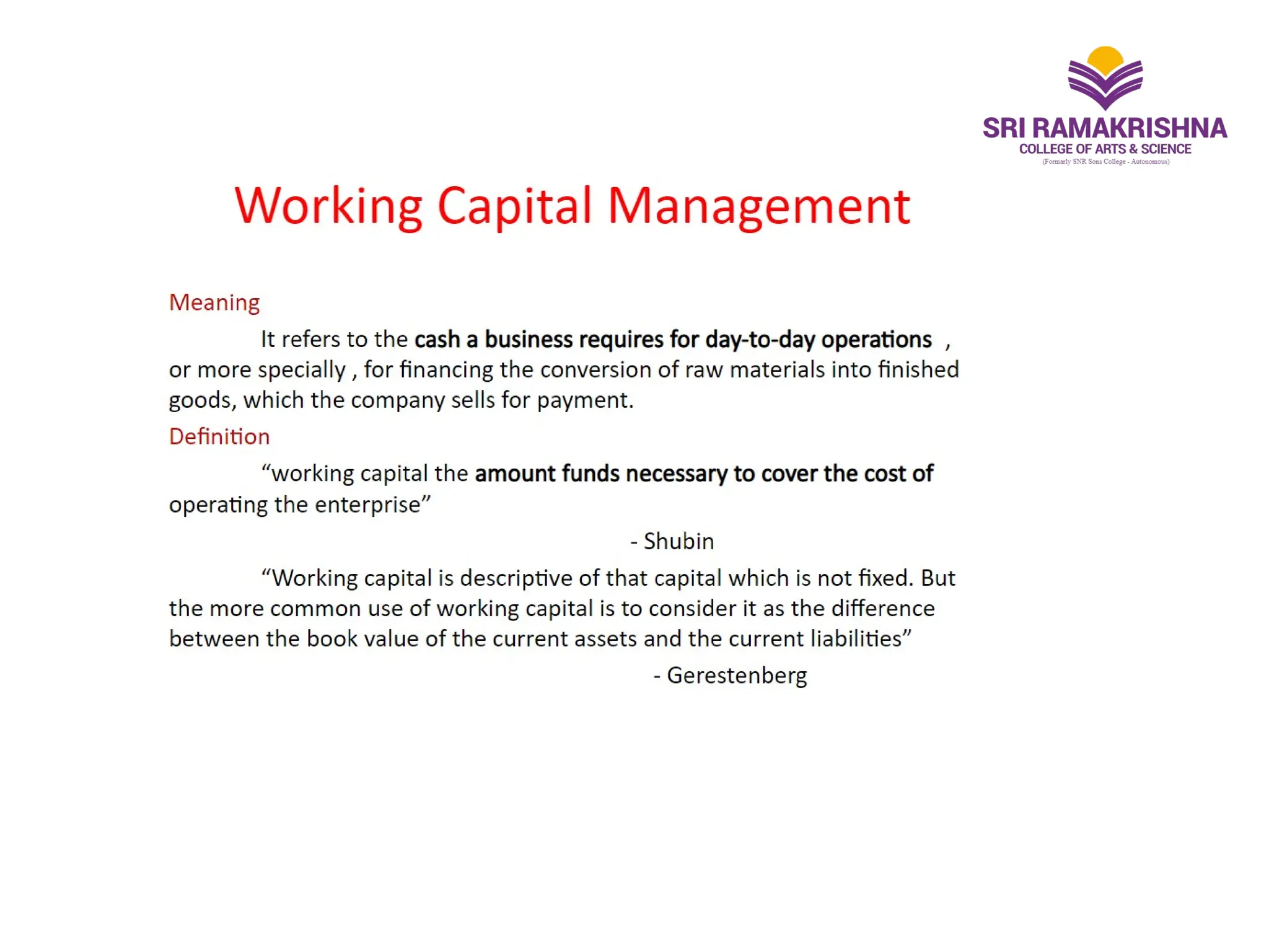 WORKING CAPITAL MANAGEMENT AND ITS USES FOR BUSINESS | PPTX