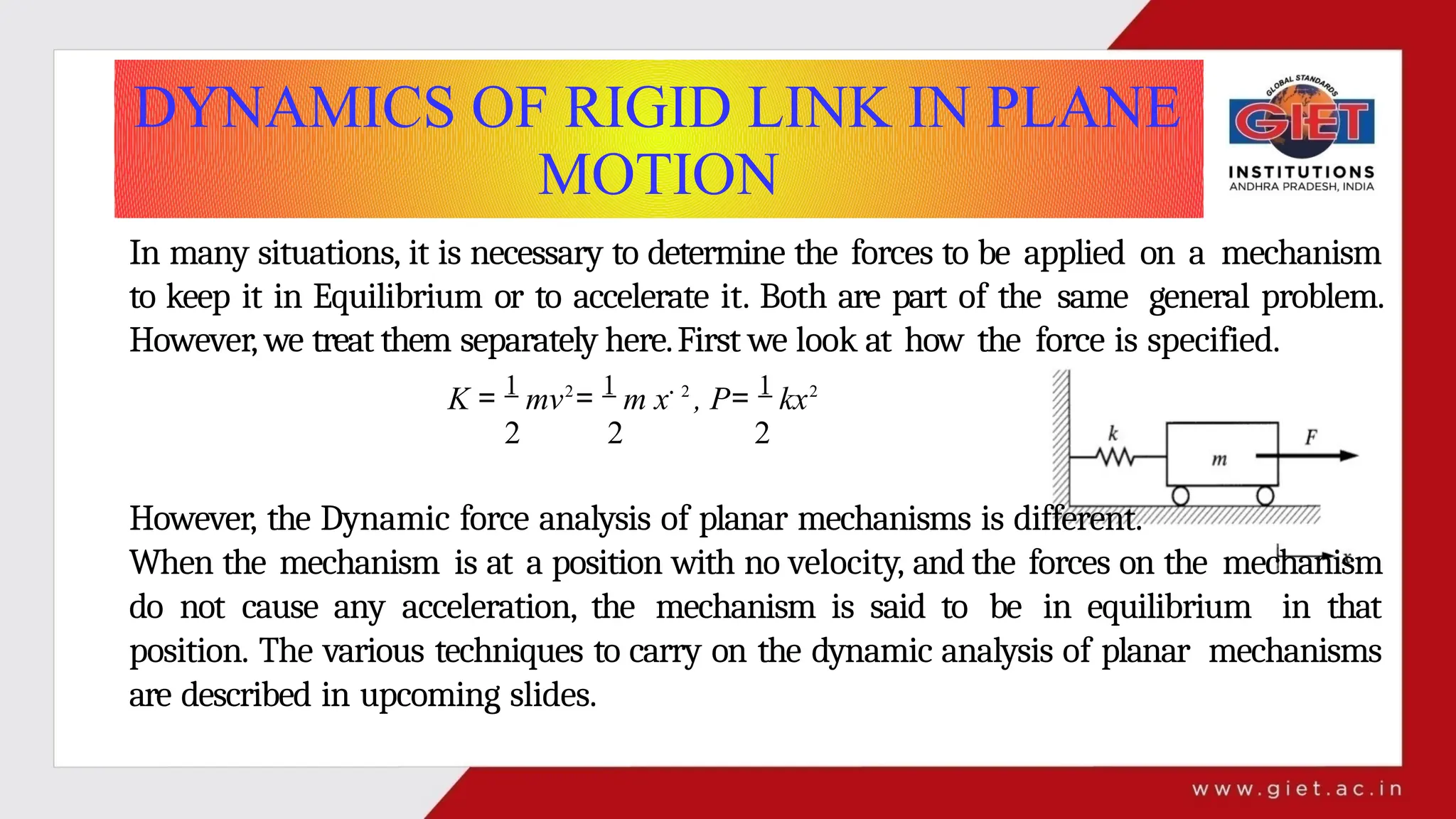 Dynamic force analysis slider crank mechanism | PPTX | Physics | Science
