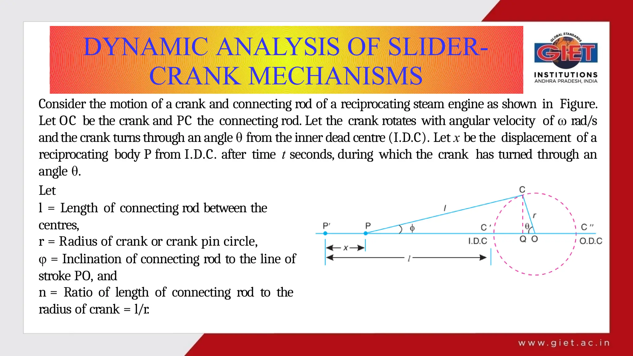 Dynamic force analysis slider crank mechanism | PPTX | Physics | Science