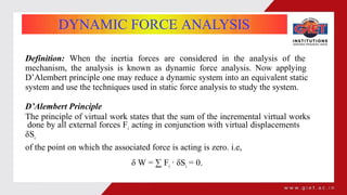Dynamic force analysis slider crank mechanism | PPTX | Physics | Science
