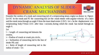 Dynamic force analysis slider crank mechanism | PPTX | Physics | Science