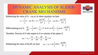 Dynamic force analysis slider crank mechanism | PPTX | Physics | Science