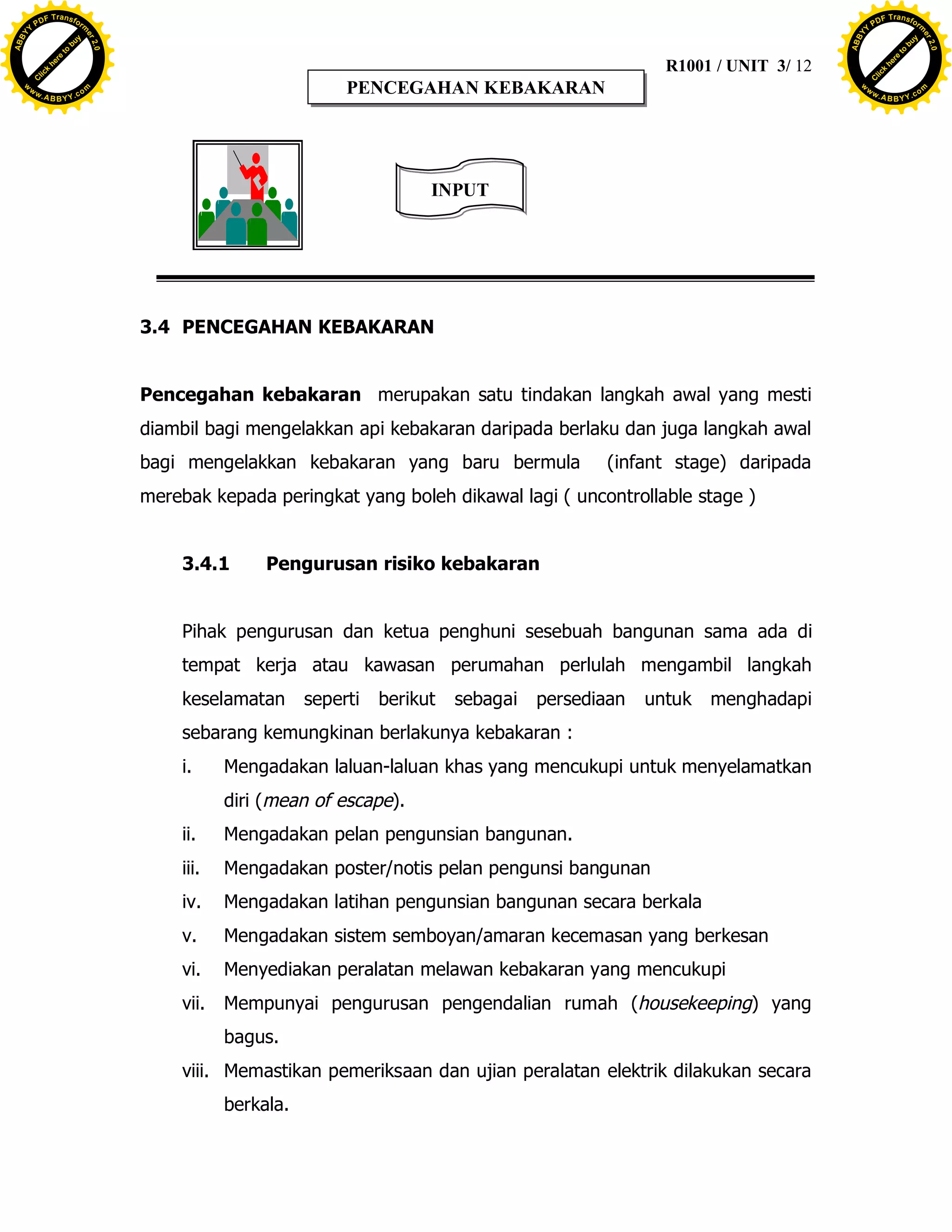 Unit 3: Pencegahan Kebakaran | PDF