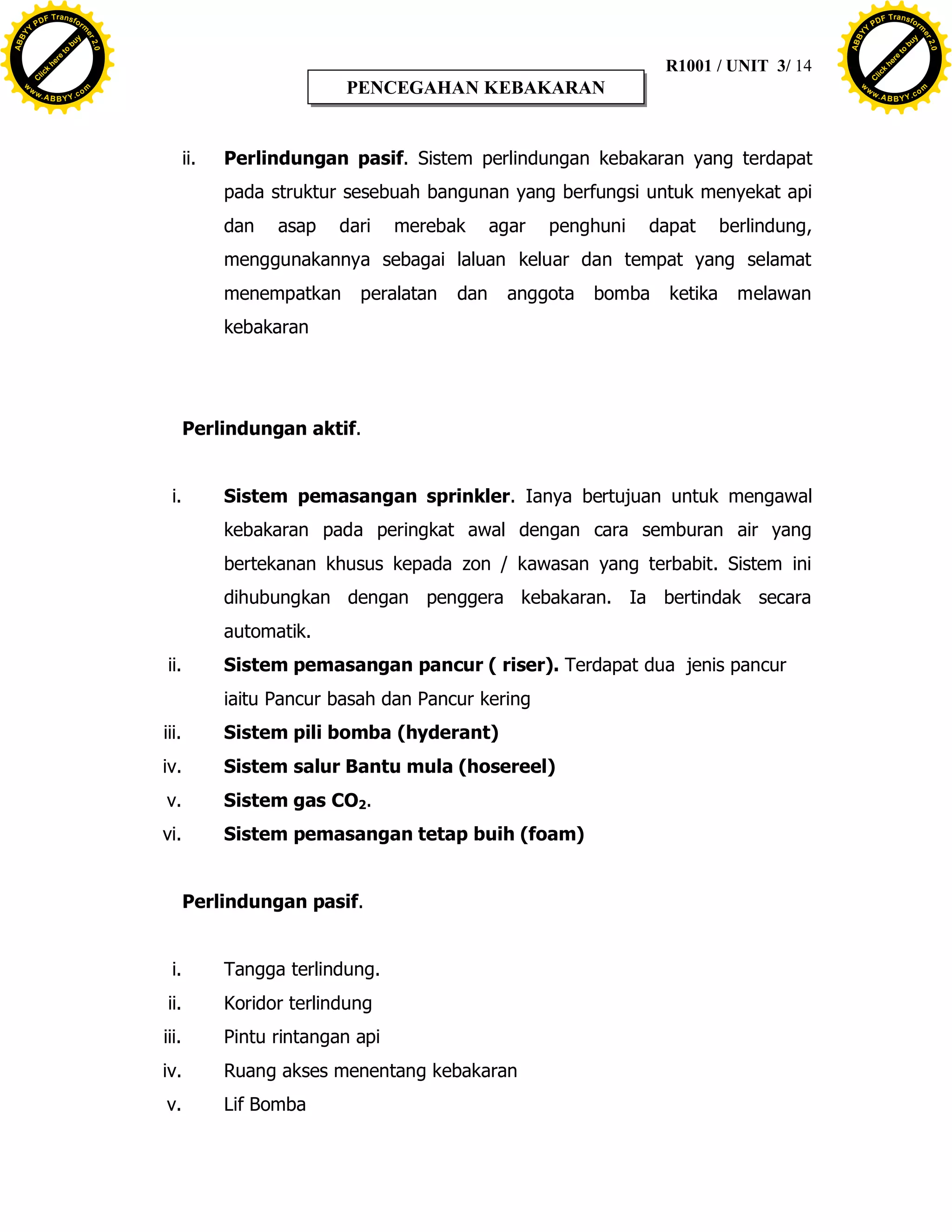 Unit 3: Pencegahan Kebakaran | PDF