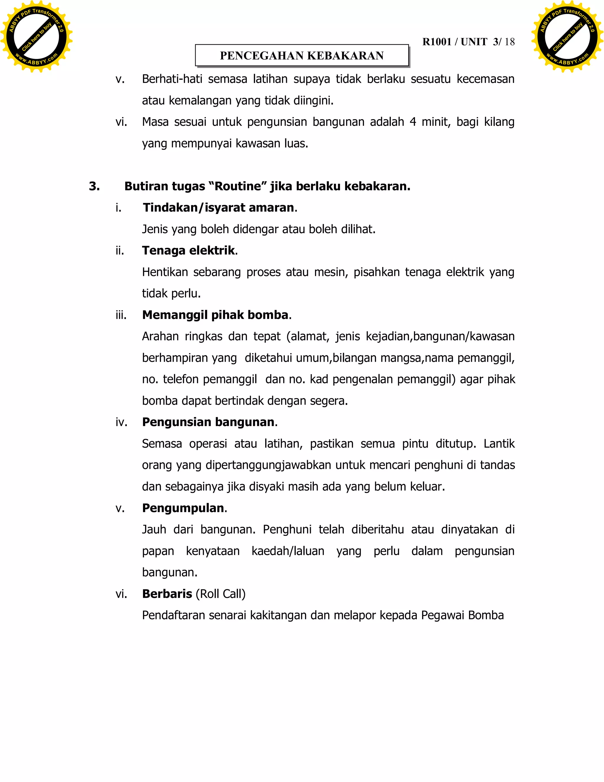 Unit 3: Pencegahan Kebakaran | PDF