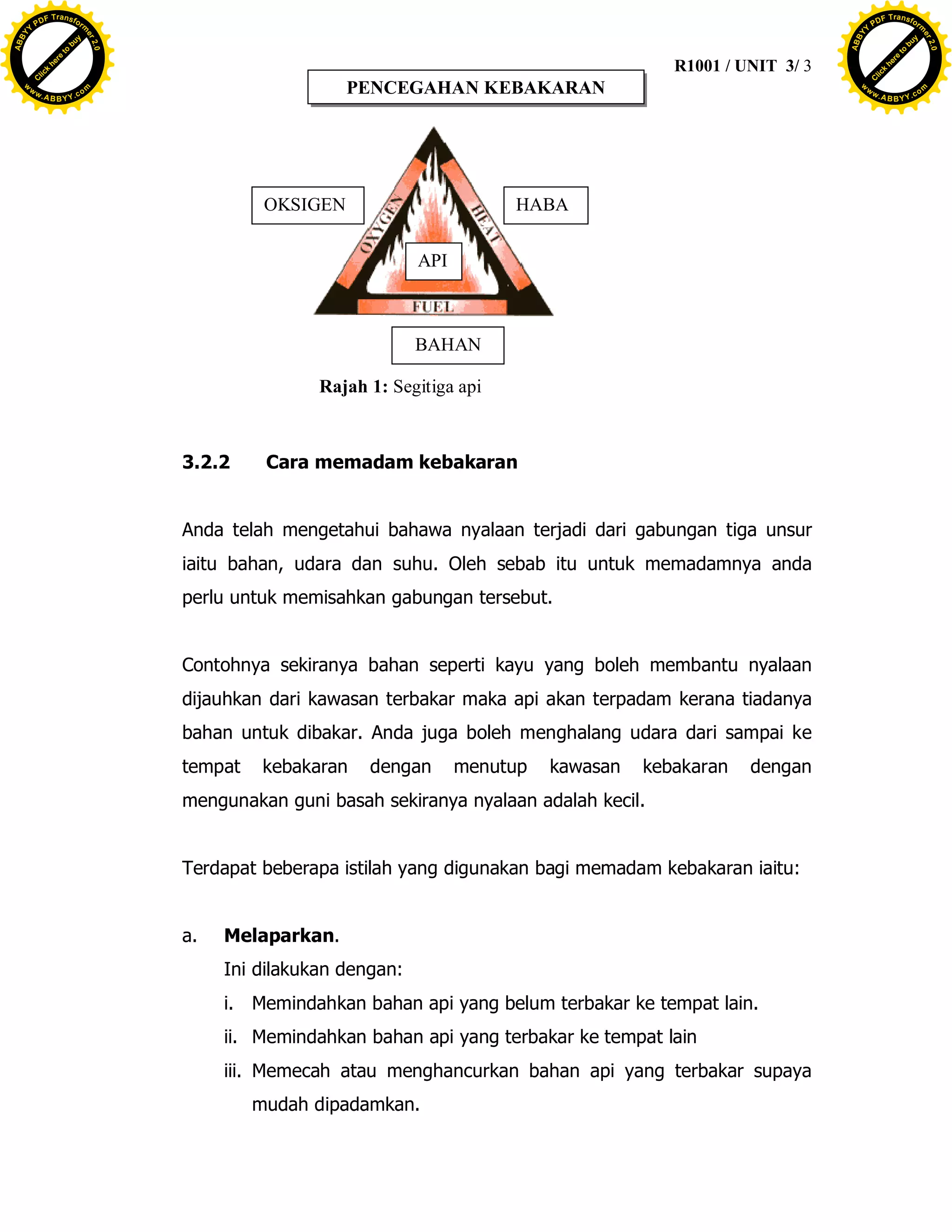Unit 3: Pencegahan Kebakaran | PDF