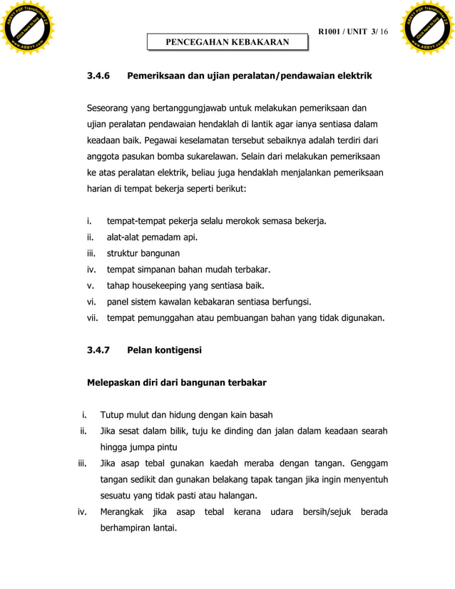 Unit 3: Pencegahan Kebakaran | PDF