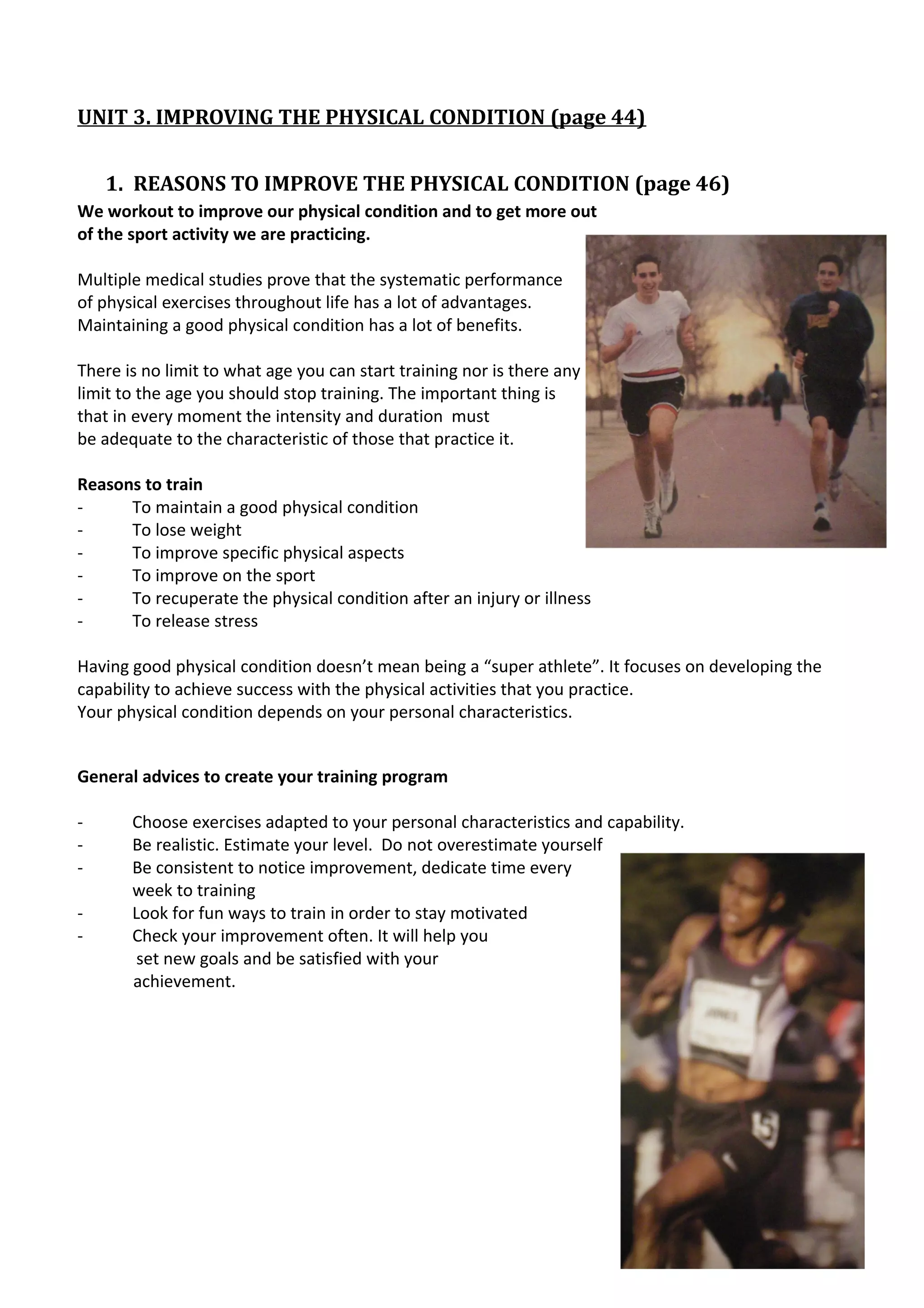 UNIT 3. IMPROVING THE PHYSICAL CONDITION. 4th ESO | DOC | Physical ...