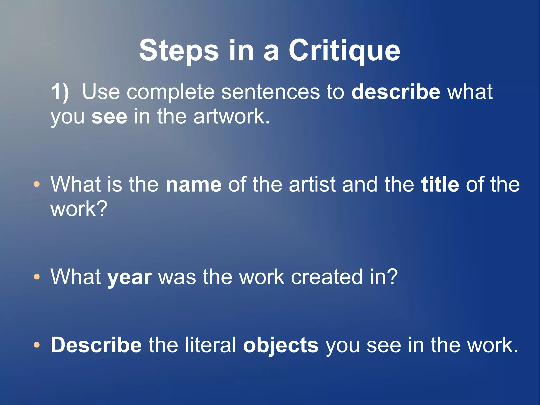 Unit 3 Critiquing Artwork Four Steps_2 | ODP