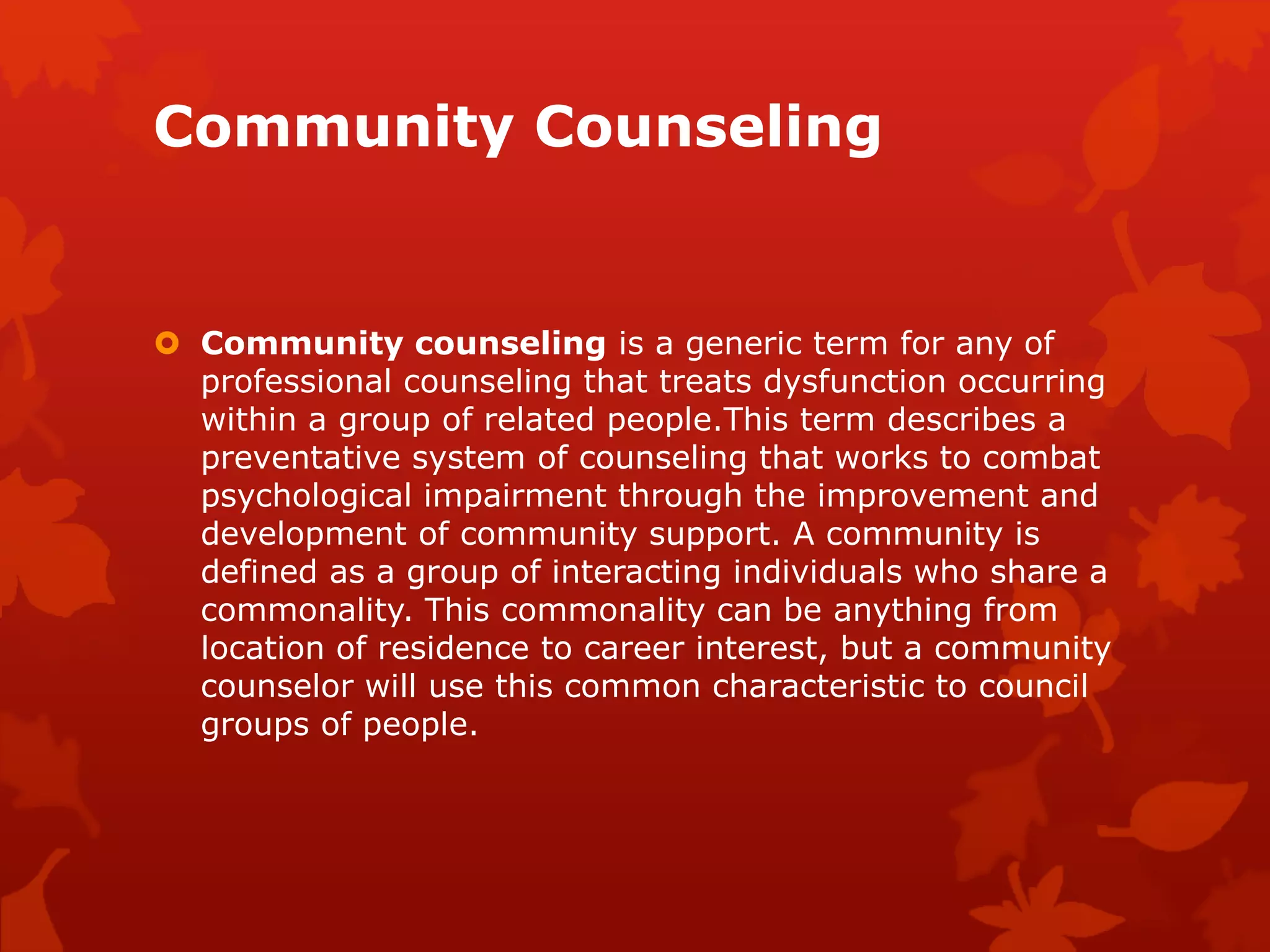 TYPES OF COUNSELLING | PPTX