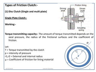 Unit 3.2 Design of Clutches | PDF