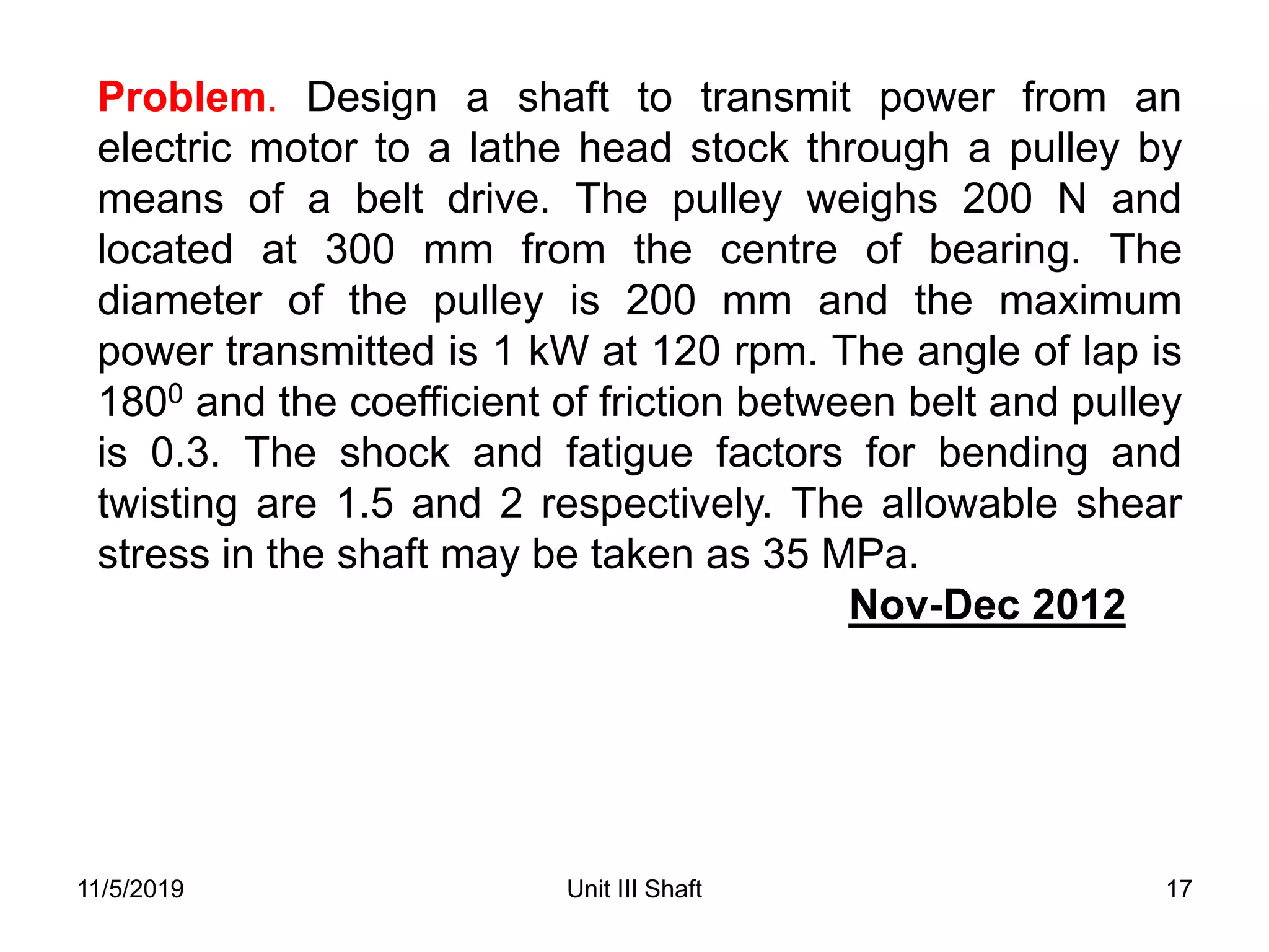 Unit 3.1 Design of Shaft | PDF